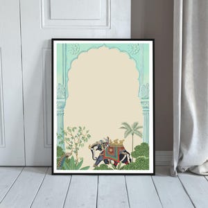 Indian Folk Art, Indian Elephant Print, Indian Wall Art , Indian Mughal ...