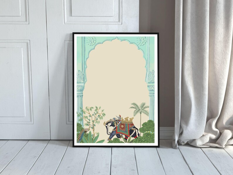 Indian Folk Art, Indian Elephant Print, Indian Wall Art , Indian Mughal ...