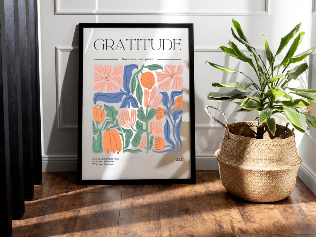 Gratitude Gallary Wall Art Poster, Motivational Unframed Boho Print ...
