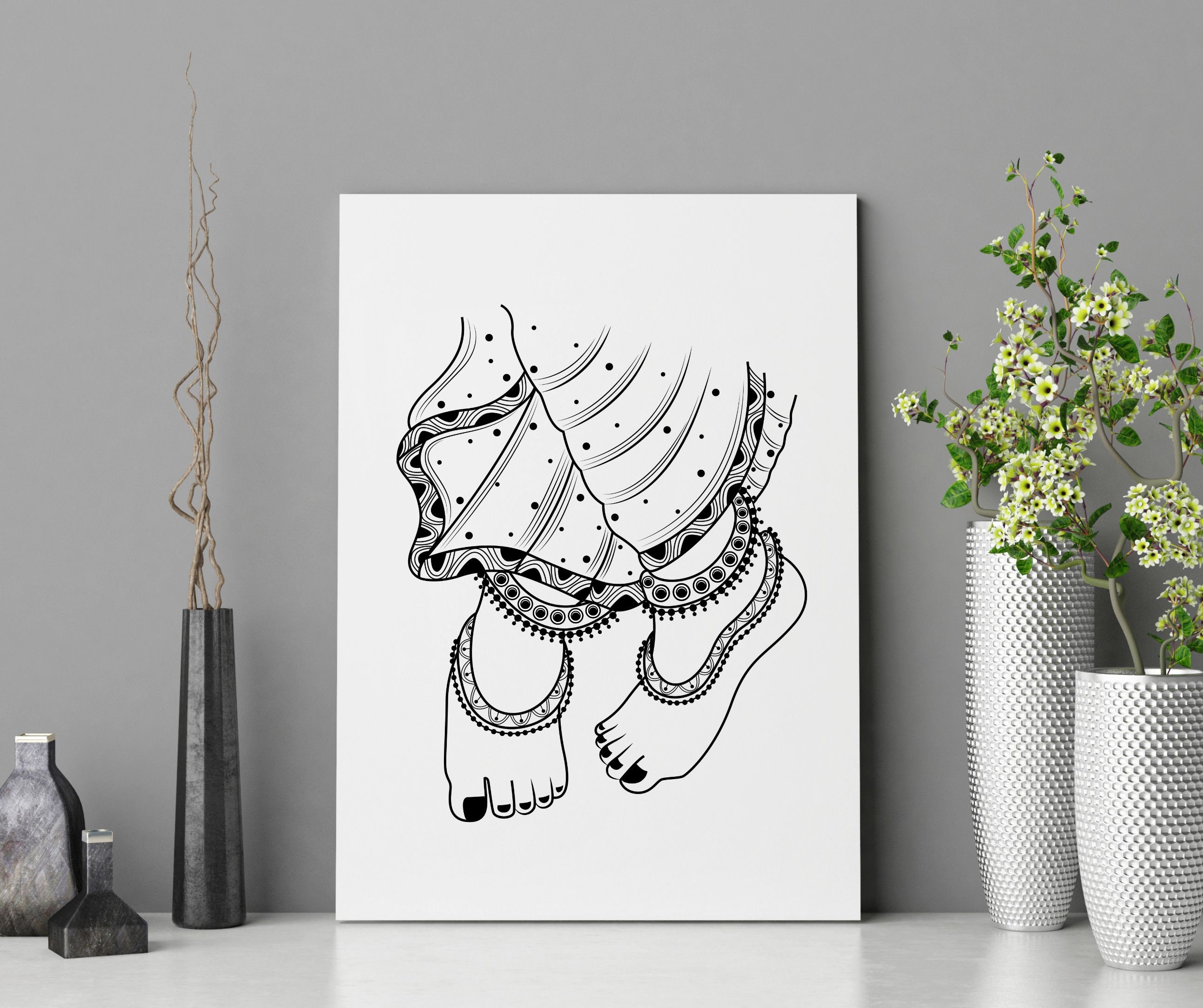 Gungroo Feet Dance Mudra Drawing Poster I Indian Silhouette - Etsy