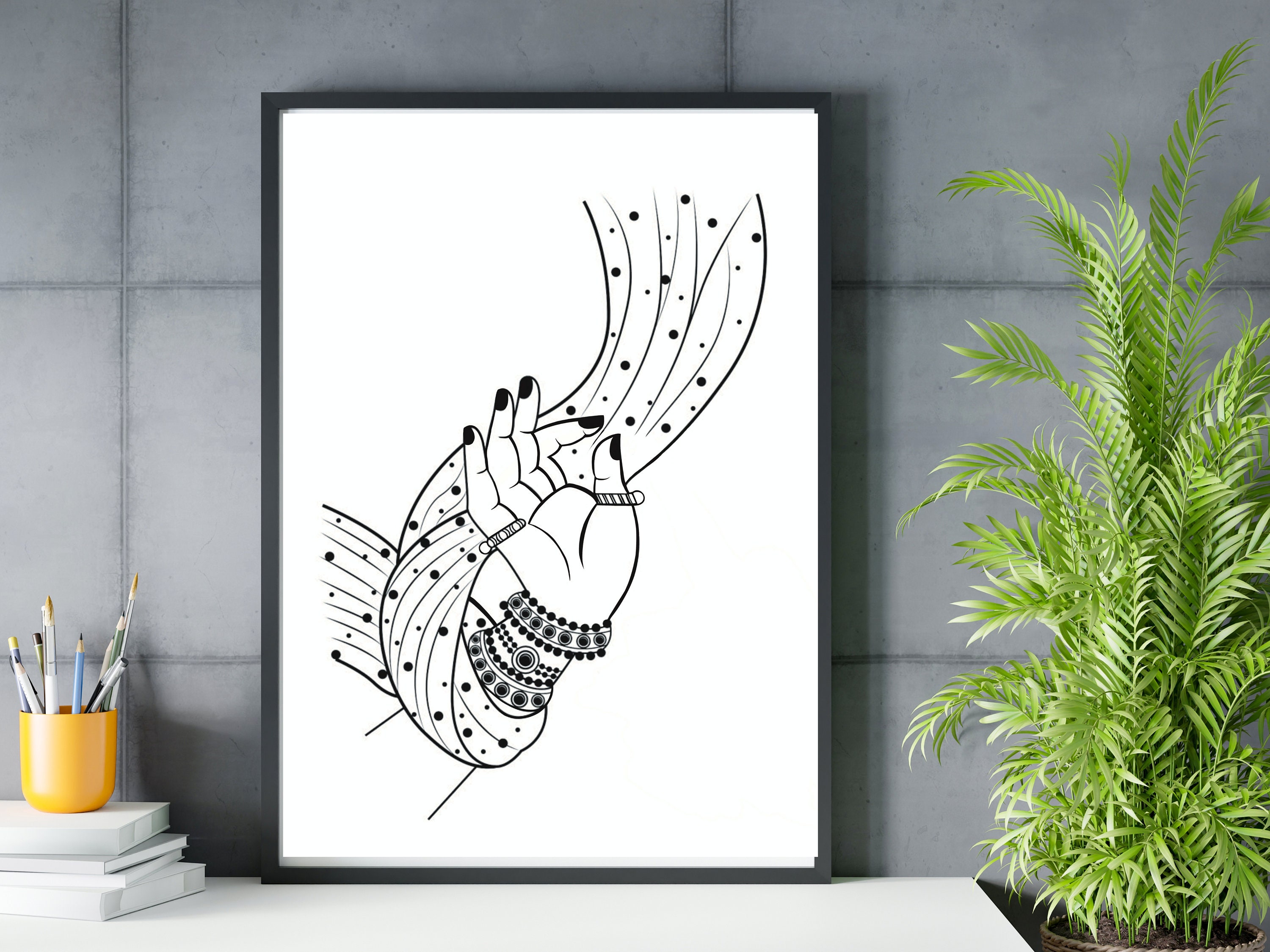 Hand Dance Mudra Drawing Poster I Indian Silhouette Wall Art Decor I ...