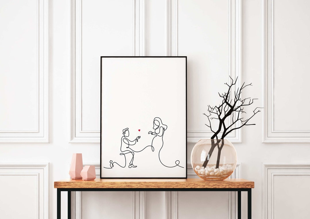 Couple Proposal Line Art Print: Minimalist Home Decor (digital Download ...