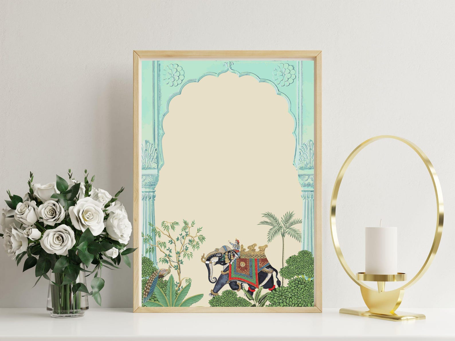 Indian Folk Art, Indian Elephant Print, Indian Wall Art , Indian Mughal ...
