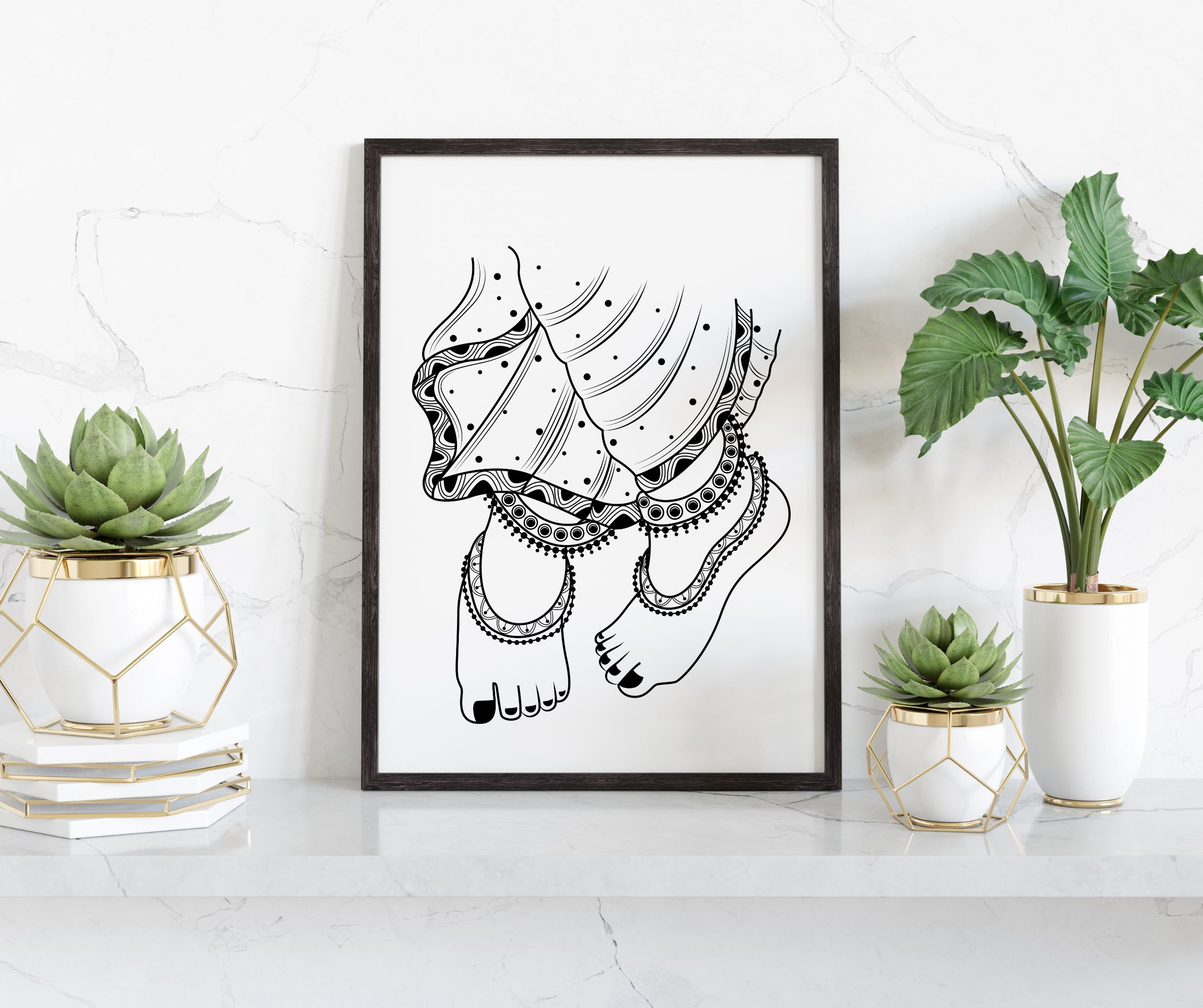 Gungroo Feet Dance Mudra Drawing Poster I Indian Silhouette - Etsy
