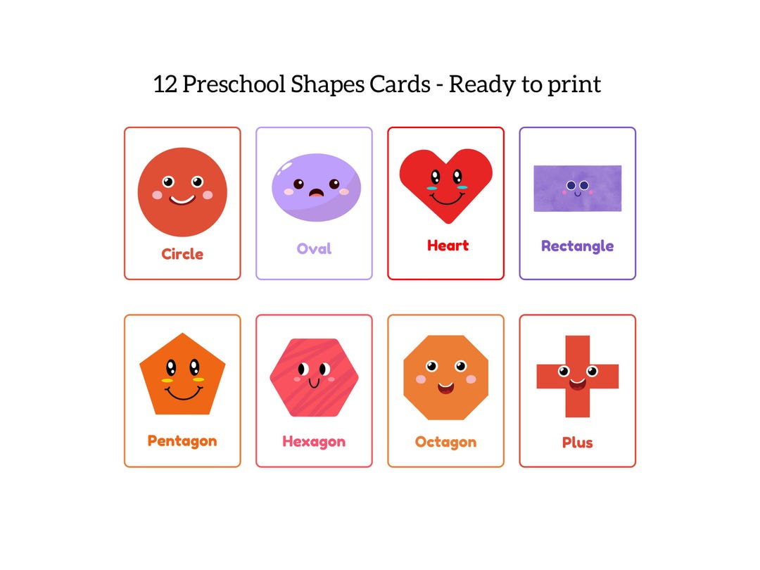 Geometric Shapes Flash Cards Printable Montessori Materials Preschool ...