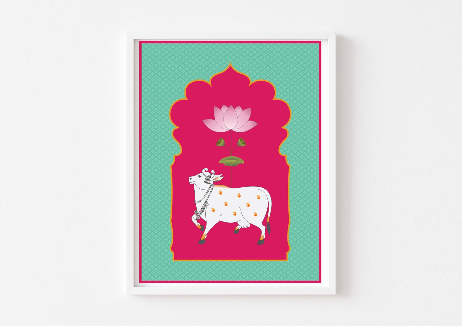 Indian Folk Wall Art, Printable Home Decor, Cow Digital Poster ...