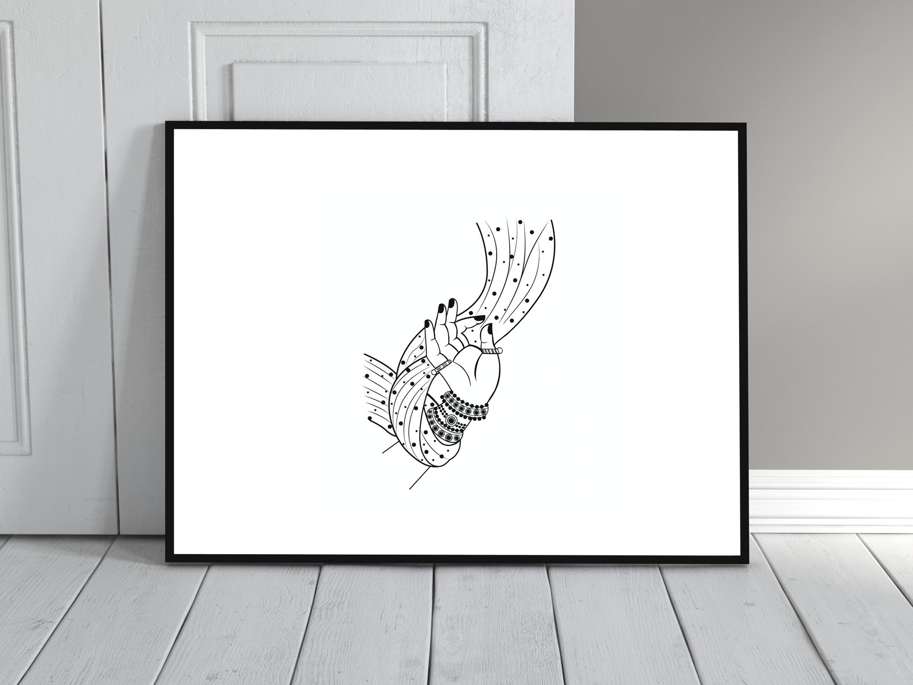 Hand Dance Mudra Drawing Poster I Indian Silhouette Wall Art Decor I ...