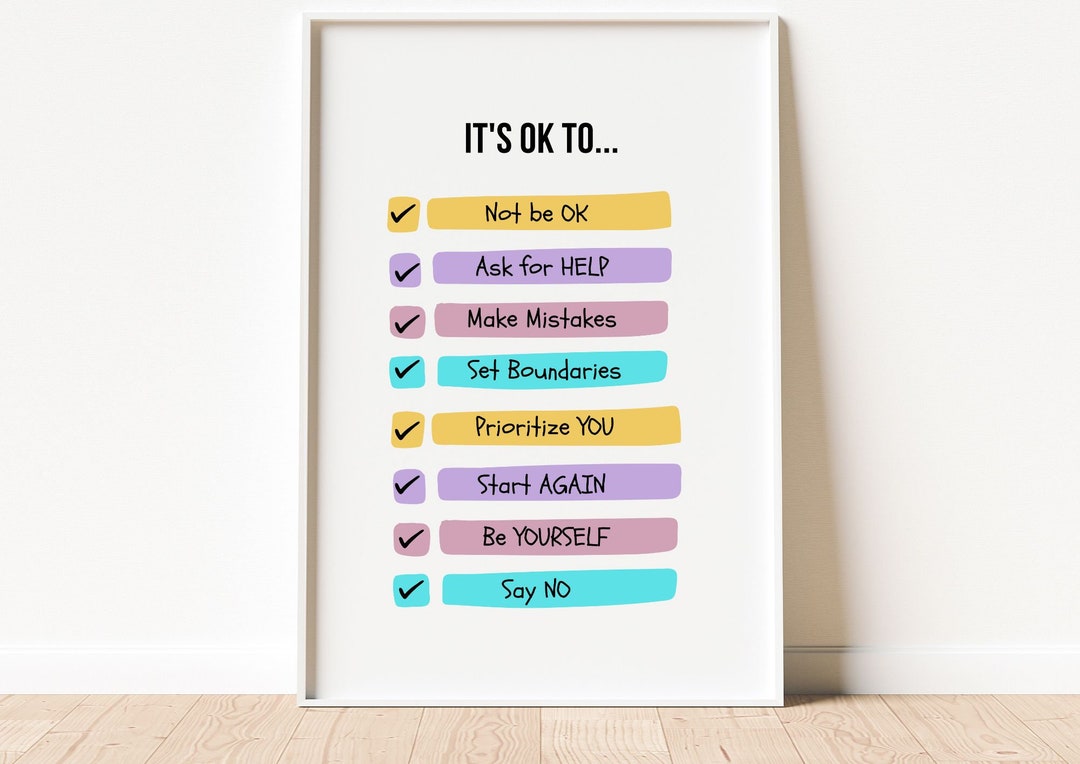 It's Okay to Not Be Okay Custom Poster, Boho Classroom Decor, Learning ...