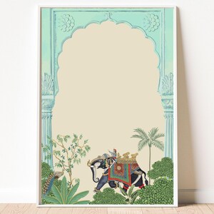 Indian Folk Art, Indian Elephant Print, Indian Wall Art , Indian Mughal ...