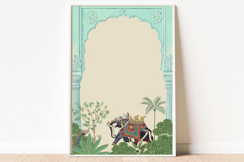 Indian Folk Art, Indian Elephant Print, Indian Wall Art , Indian Mughal ...