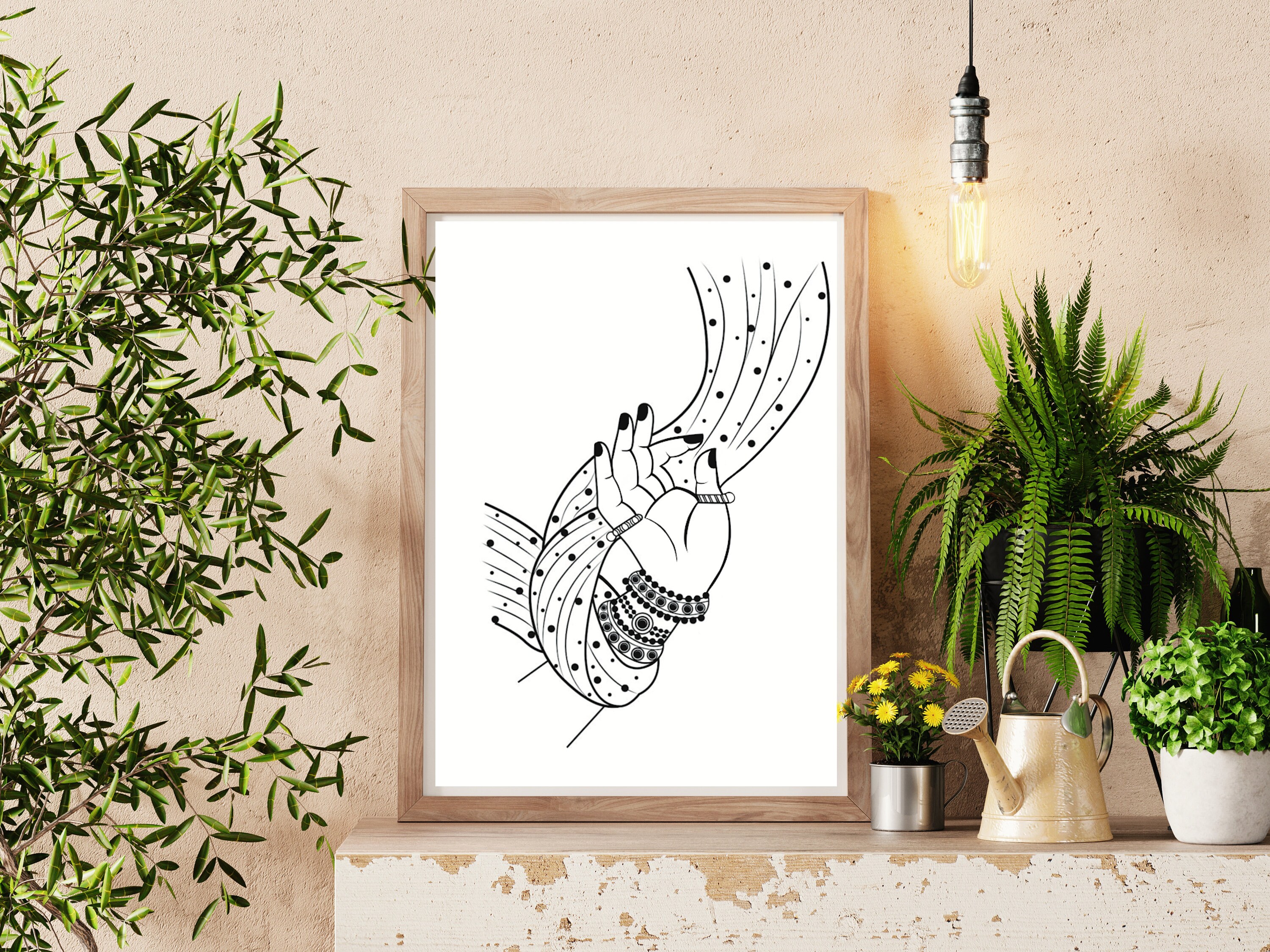 Hand Dance Mudra Drawing Poster I Indian Silhouette Wall Art Decor I ...