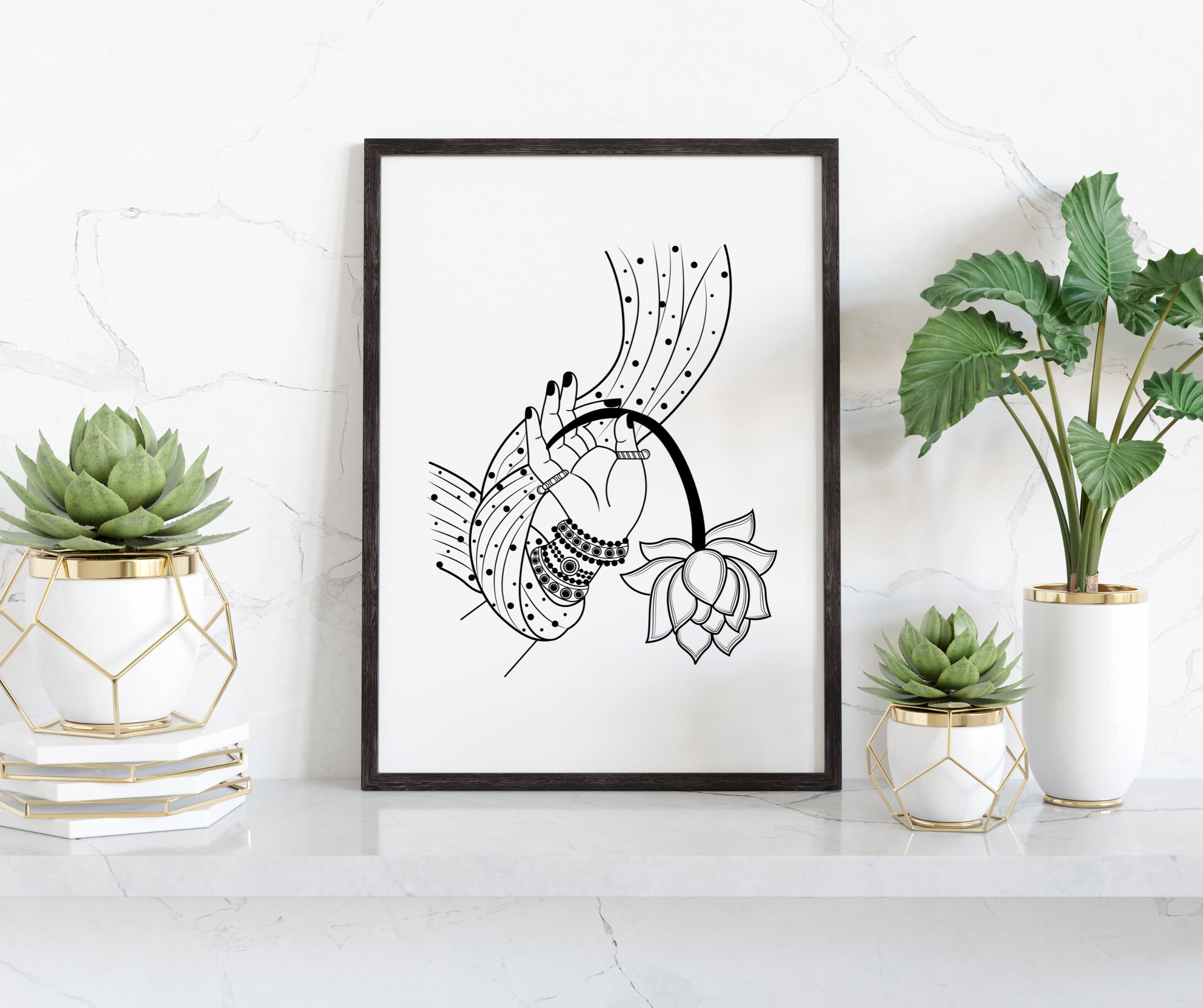 Hand Dance Mudra Drawing Poster I Indian Silhouette Wall Art - Etsy