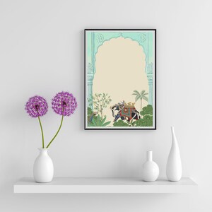 Indian Folk Art, Indian Elephant Print, Indian Wall Art , Indian Mughal ...