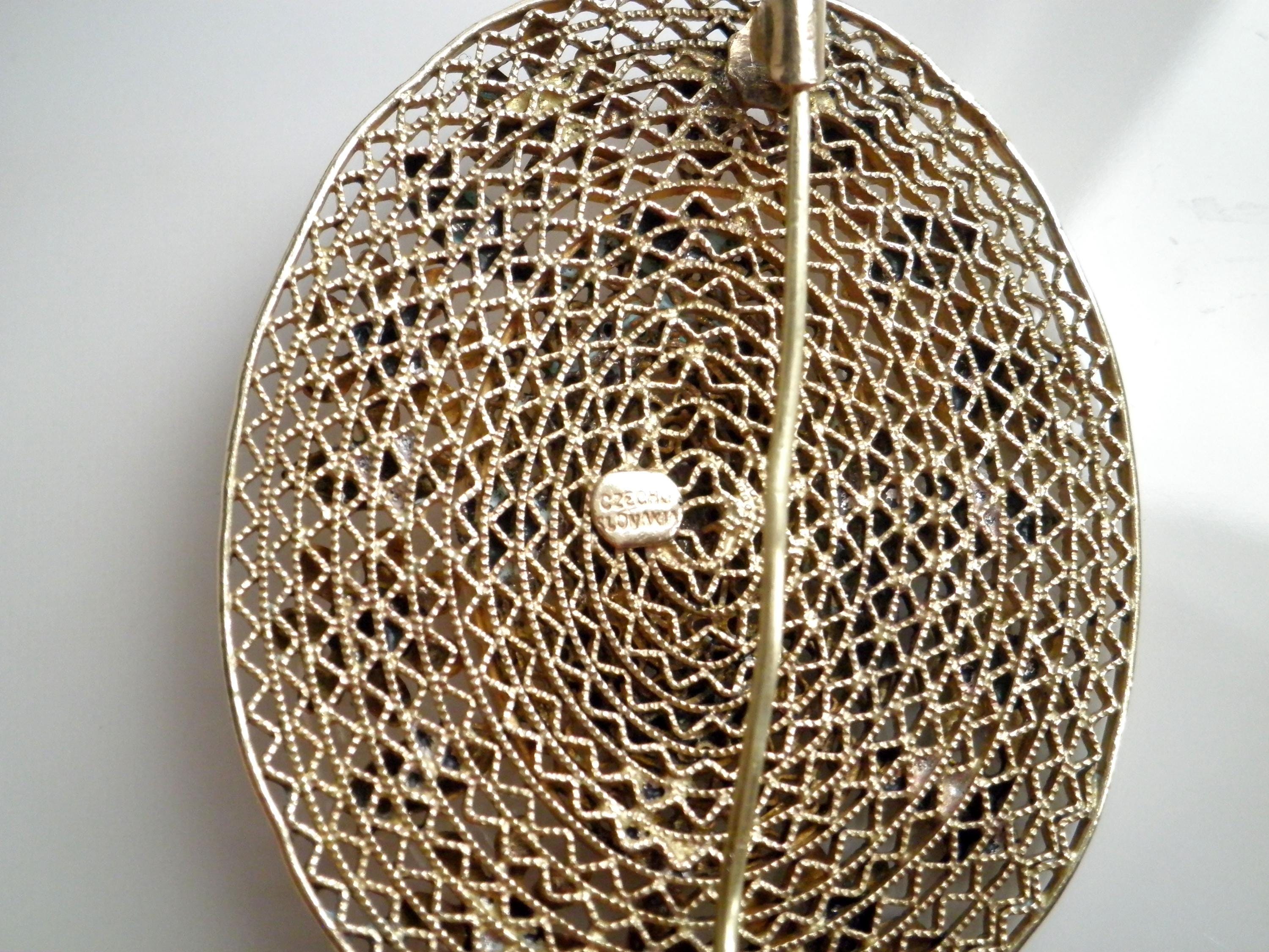 Edwardian Antique Beautiful Solid Brass Flower Filigree Czecho Slovakia ...