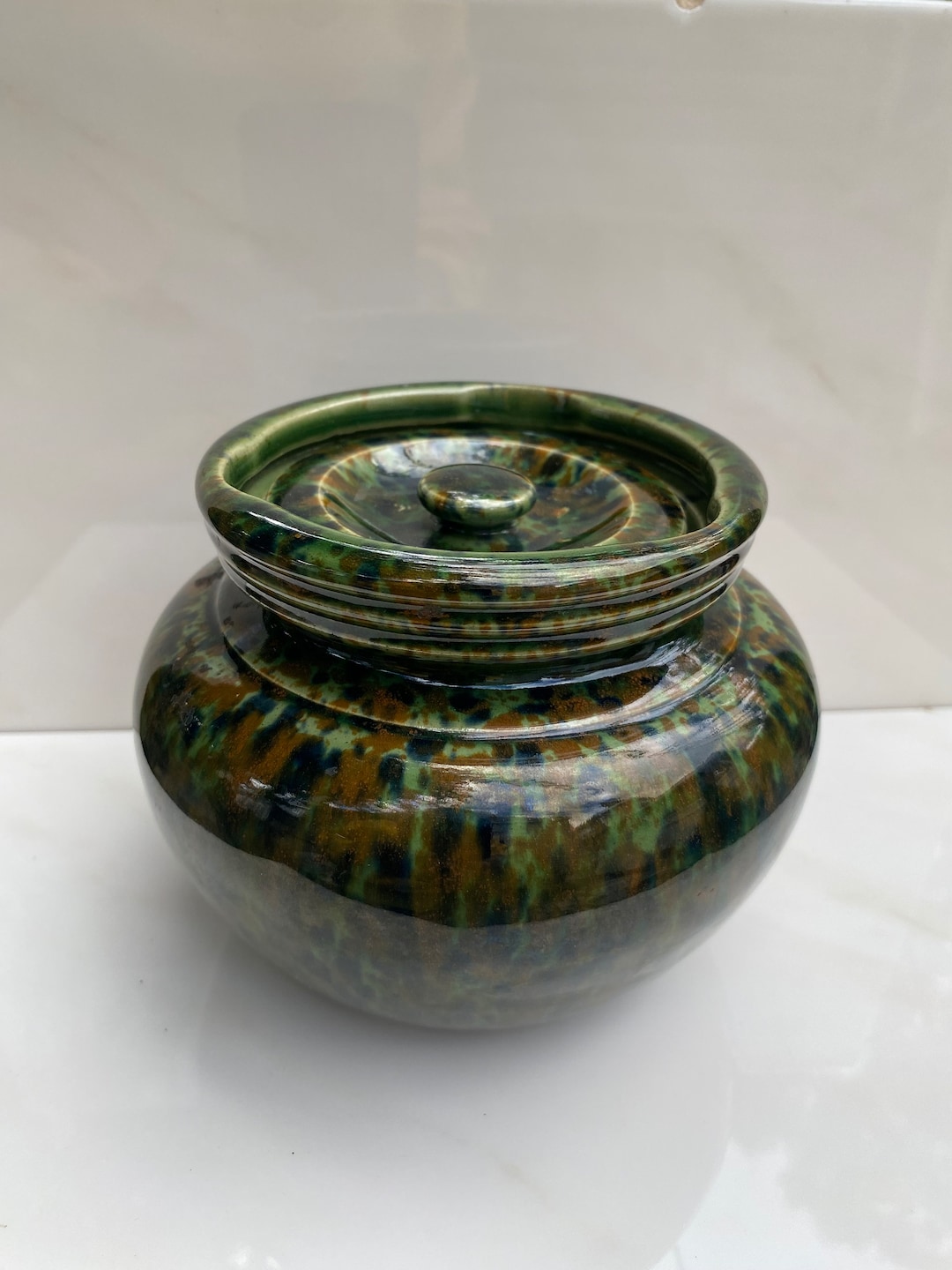 Vintage Aonian BOURNE DENBY Pottery Made in England Green Tobacco ...