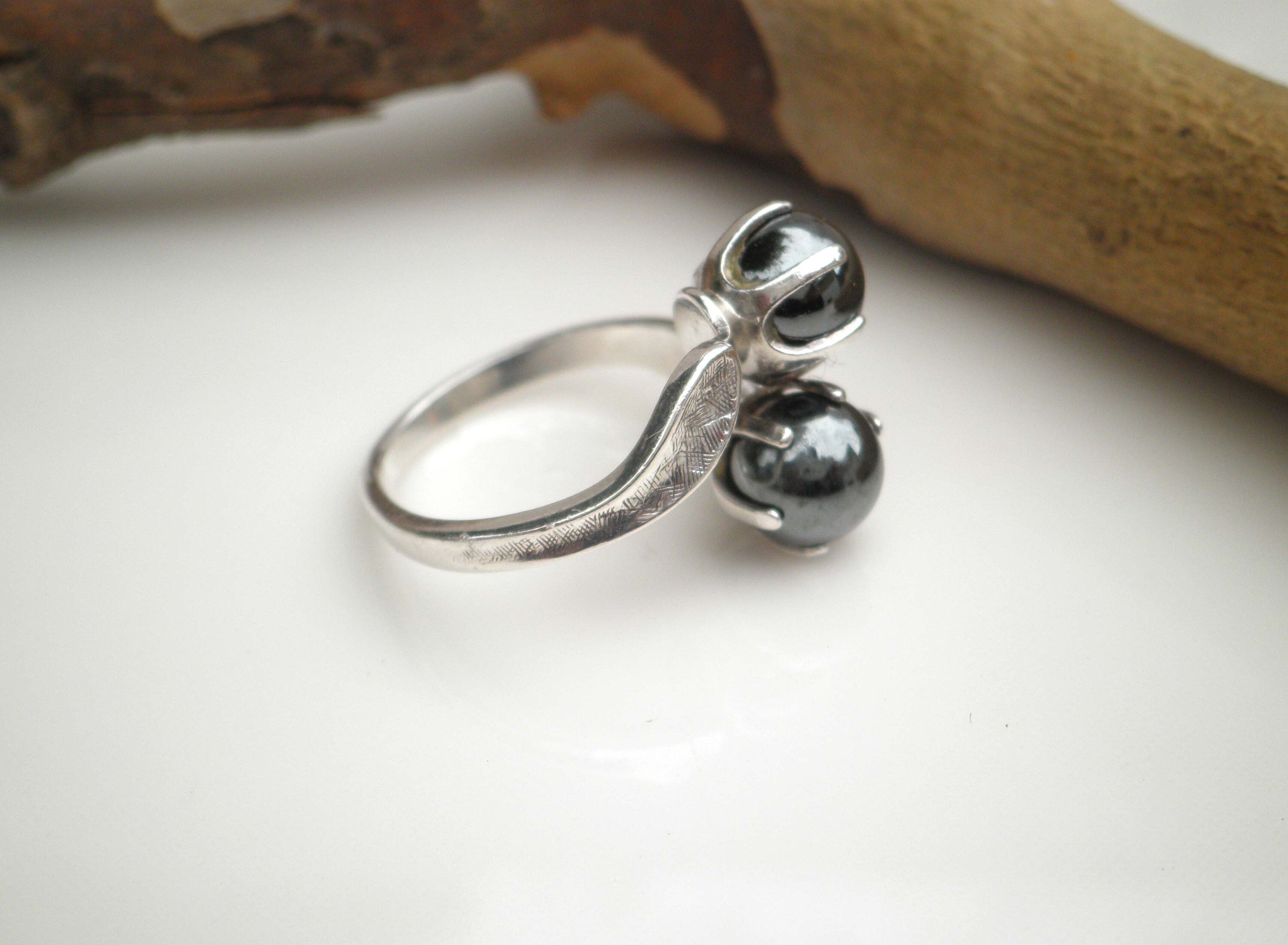 Vintage Navajo Bell Trading Post Double Hematite Ball Bead Sterling ...