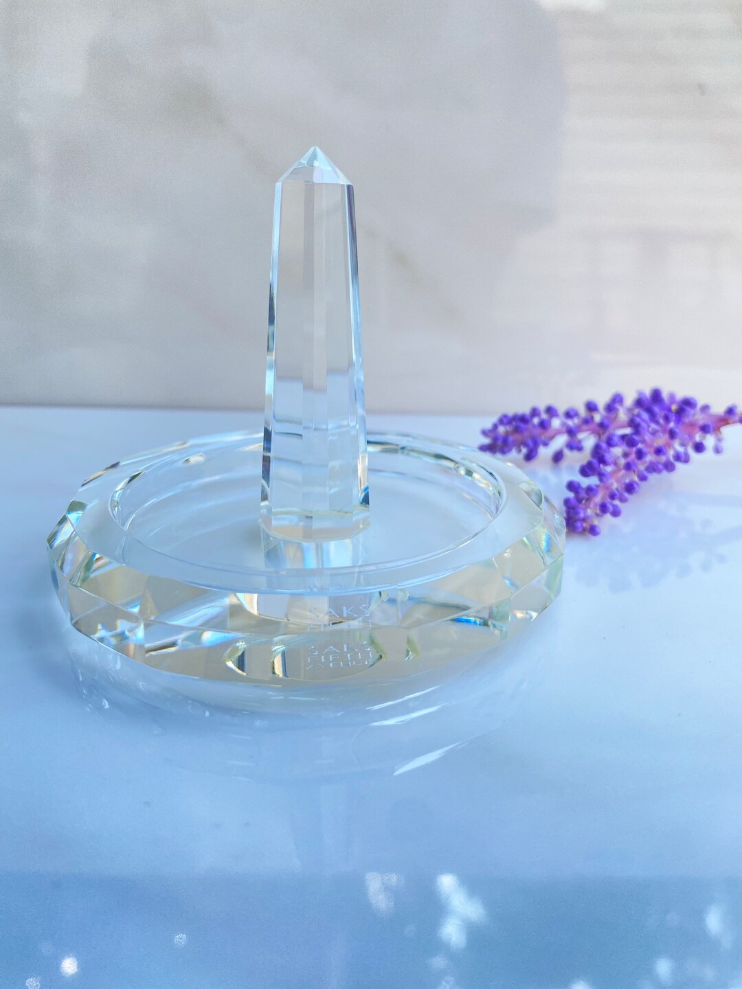 Vintage Signed Saks Fifth Avenue Crystal Glass Ring Holder - Etsy