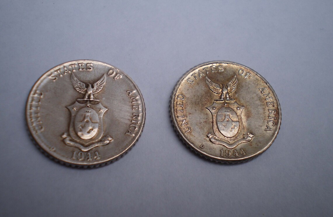 Two 1944-D PHILIPPINES Ten Centavos United States of America - Etsy