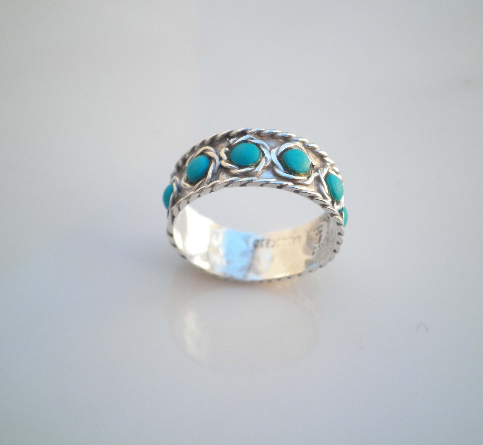Vintage 1950s Taxco Mexico Eagle 3 Blue Turquoise 925 Sterling Silver ...