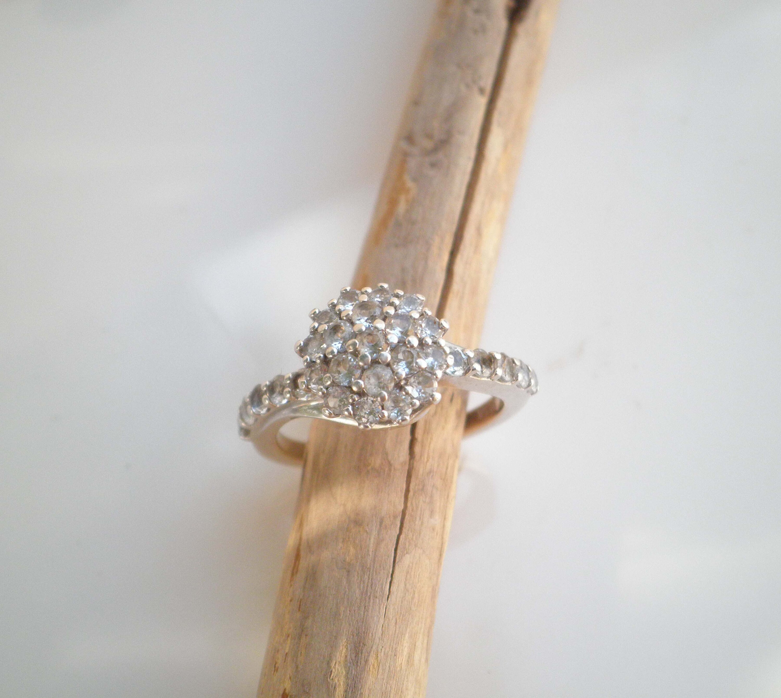 Vintage P4SR silver Palladium Gold Platinum White Topaz Cluster Ring ...