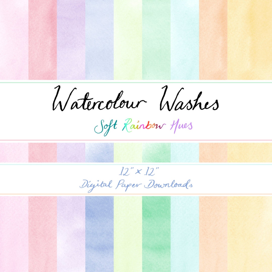 Watercolour Clipart Soft Wash Digital Papers in Rainbow Hues - Etsy