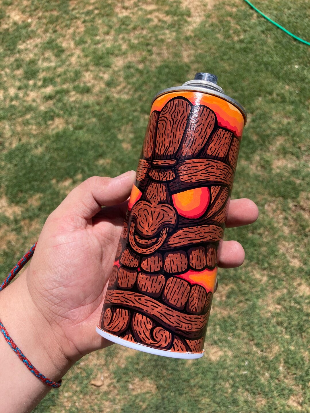 Hand-drawn Tiki Head Spray Can Sculpture, Posca Art - Etsy