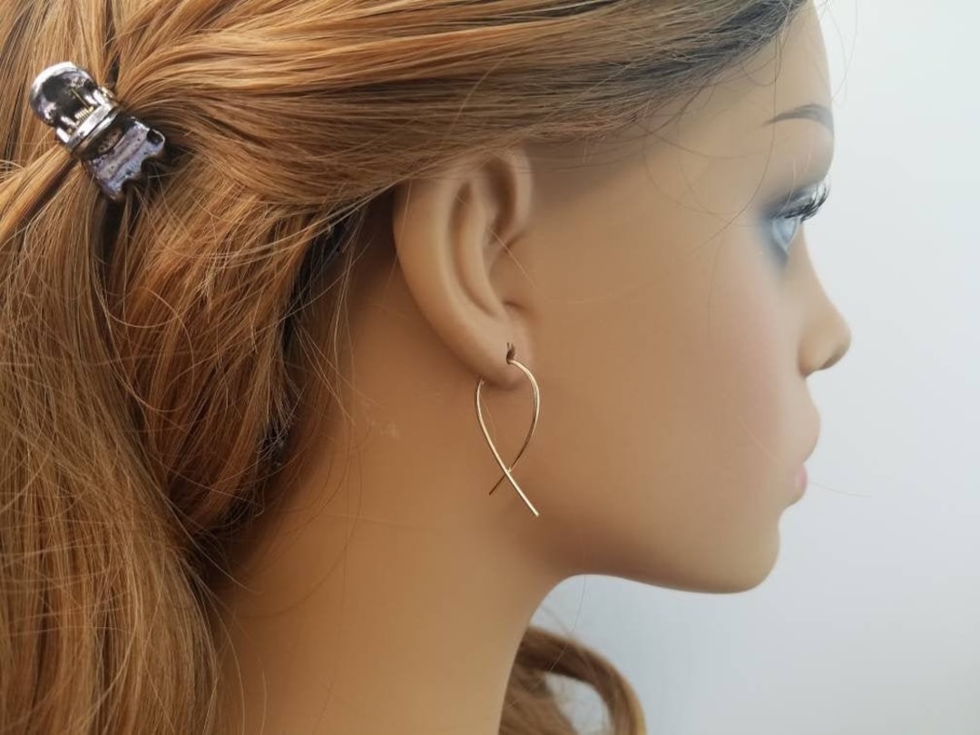 Criss Cross Sleeper Earrings - Minimalist Threader Earrings Hand ...