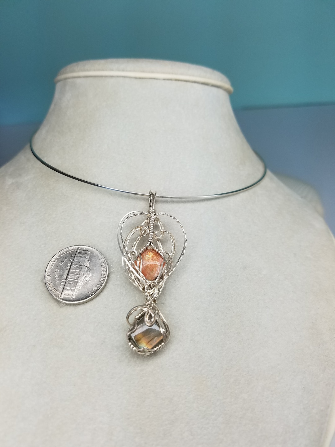 Sunstone and Labradorite Gems Hand Sculpted Together in Argentium ...