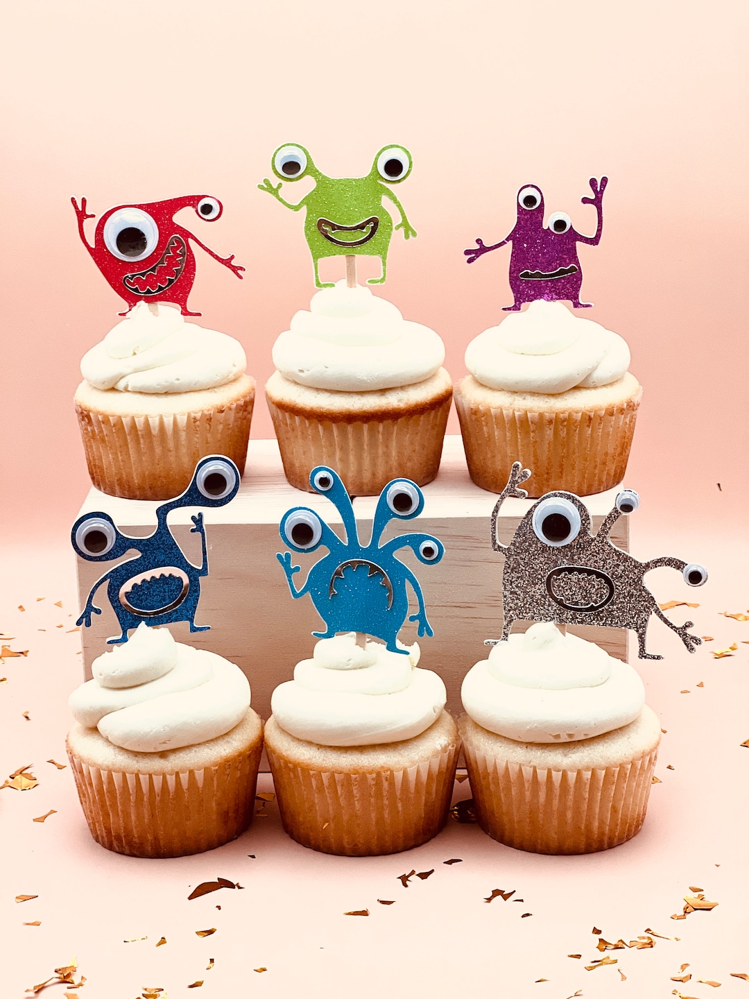Alien Monster With Googly Eyes and Glitter Cake or Cupcake Topper ...