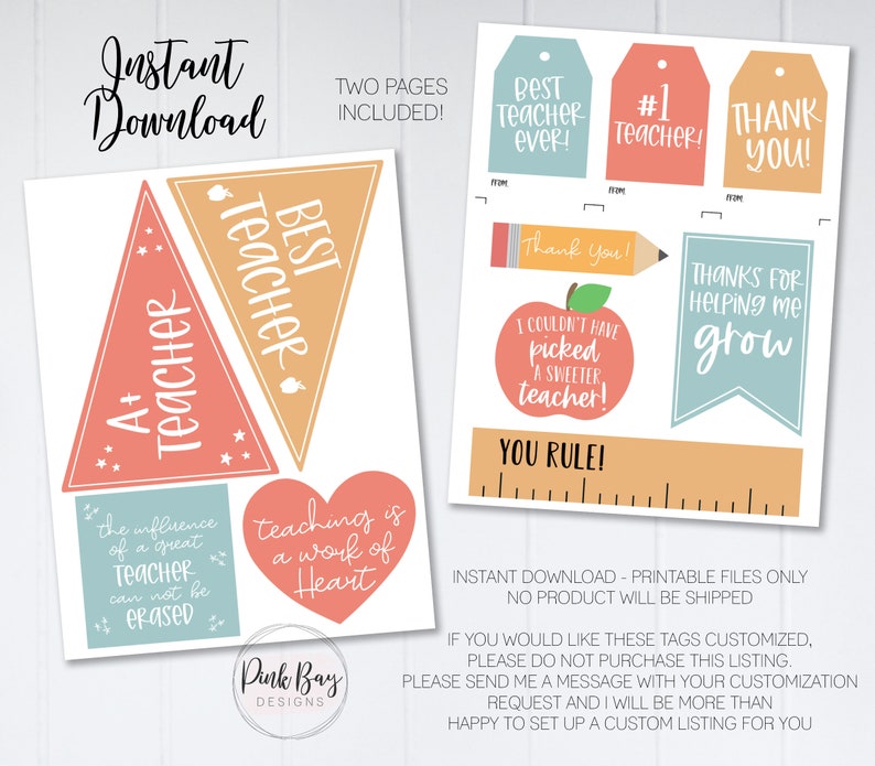 Printable Teacher Gift Tags Teacher Appreciation Gift Tag - Etsy