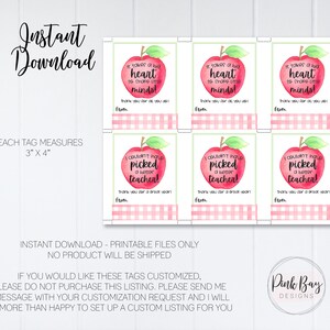 Printable Teacher Gift Tag, Teacher Appreciation Gift Tag, Apple ...