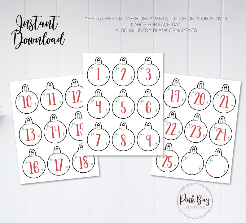 Christmas Advent Activity Cards Kids Advent Countdown to - Etsy