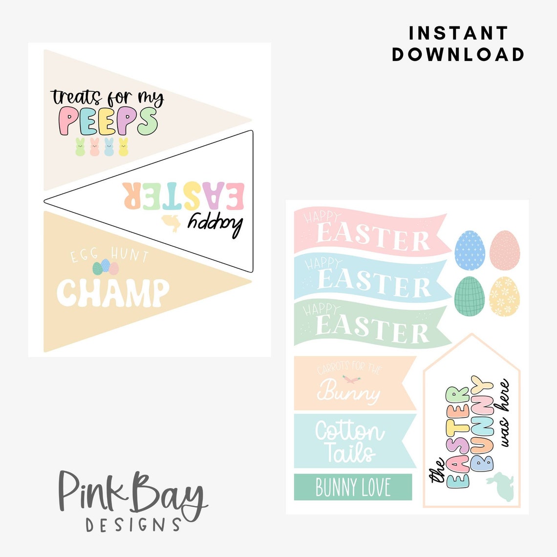 Printable Easter Pennant Flags Easter Printable Tags Hoppy - Etsy