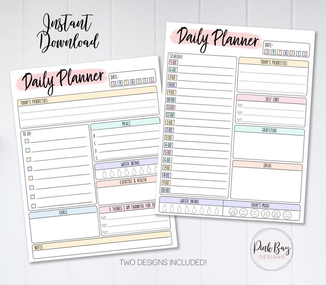 Printable Daily Planner, Printable Day Plan, Daily Schedule Template ...