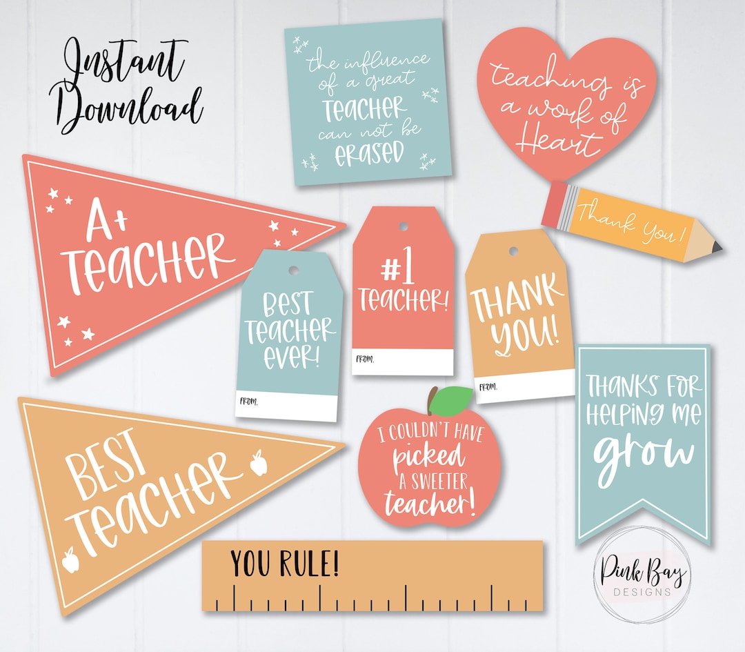 Printable Teacher Gift Tags, Teacher Appreciation Gift Tag, Pencil ...