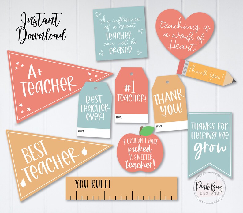 Printable Teacher Gift Tags Teacher Appreciation Gift Tag - Etsy