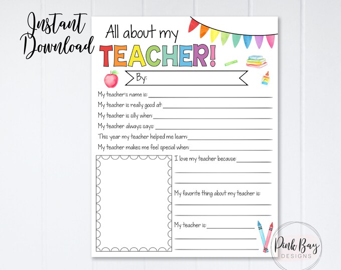 Teacher Appreciation Week Printable, Teacher Survey, Teacher Printable ...
