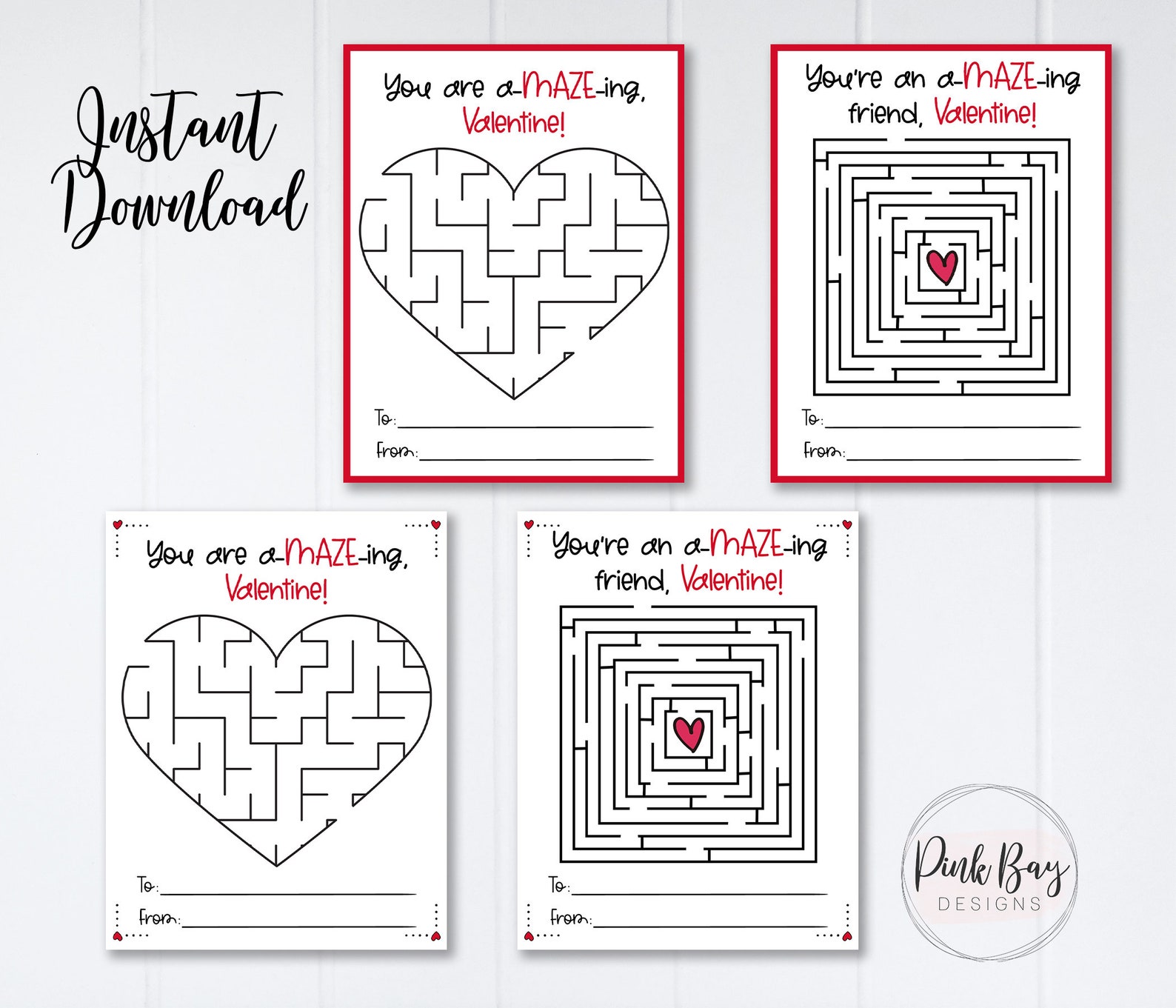 Maze Valentines Day Cards Kids Maze Valentine's Card - Etsy