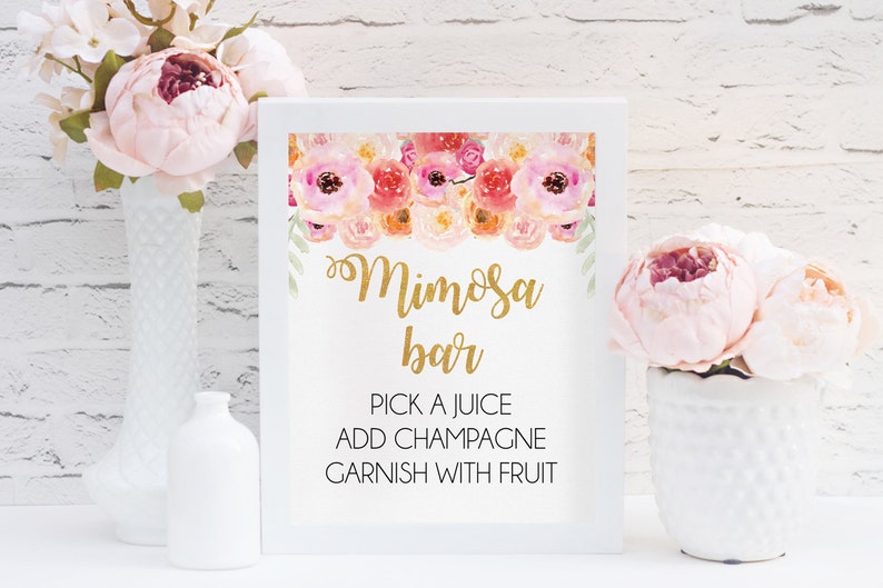 Mimosa Bar Print Floral Mimosa Bar Print Instant Download | Etsy