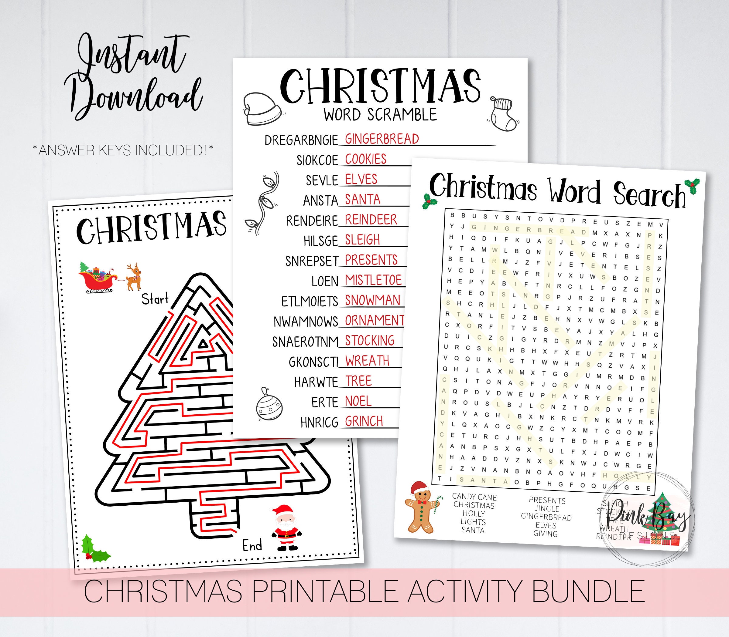 Christmas Kids Activity Sheets Activity Sheet for Kids | Etsy