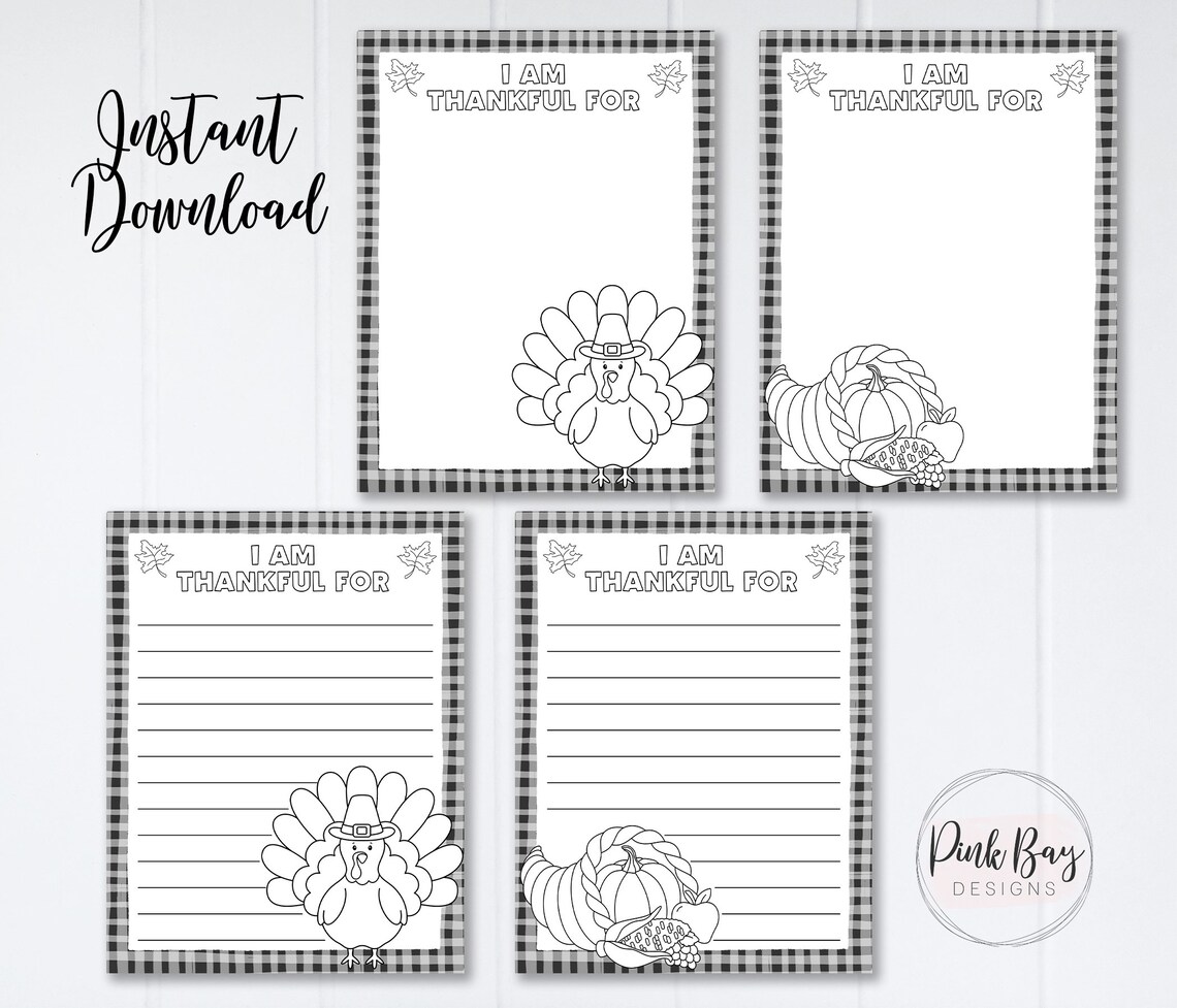 I Am Thankful Printable I Am Thankful Activity Thanksgiving | Etsy