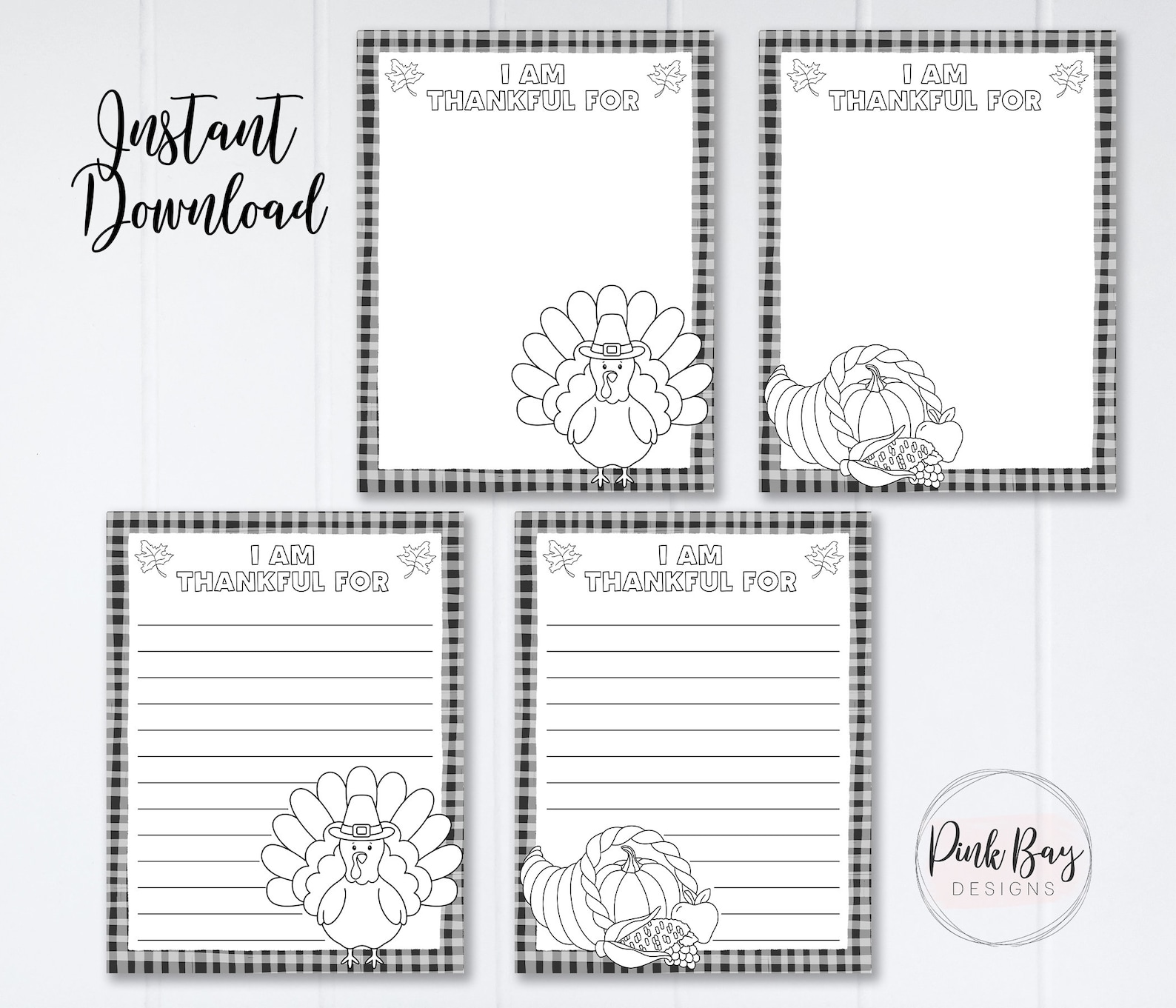 I Am Thankful Printable I Am Thankful Activity Thanksgiving | Etsy