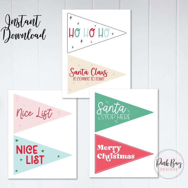 Christmas Printable Pennant Flag - Etsy