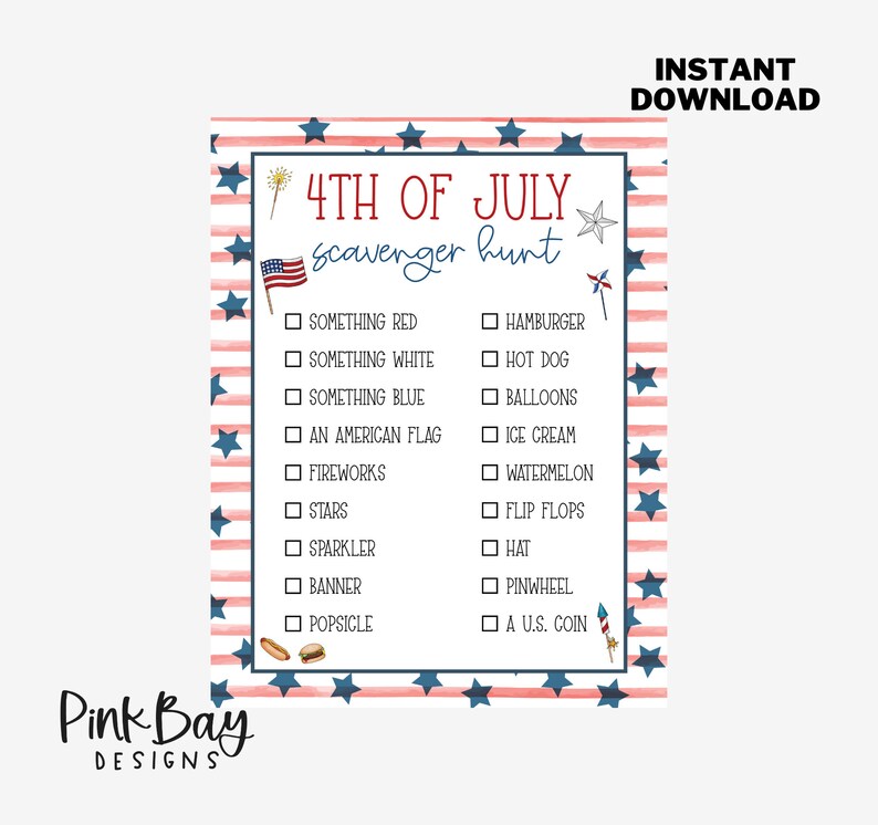 4th of July Scavenger Hunt Printable 4th of July Scavenger - Etsy
