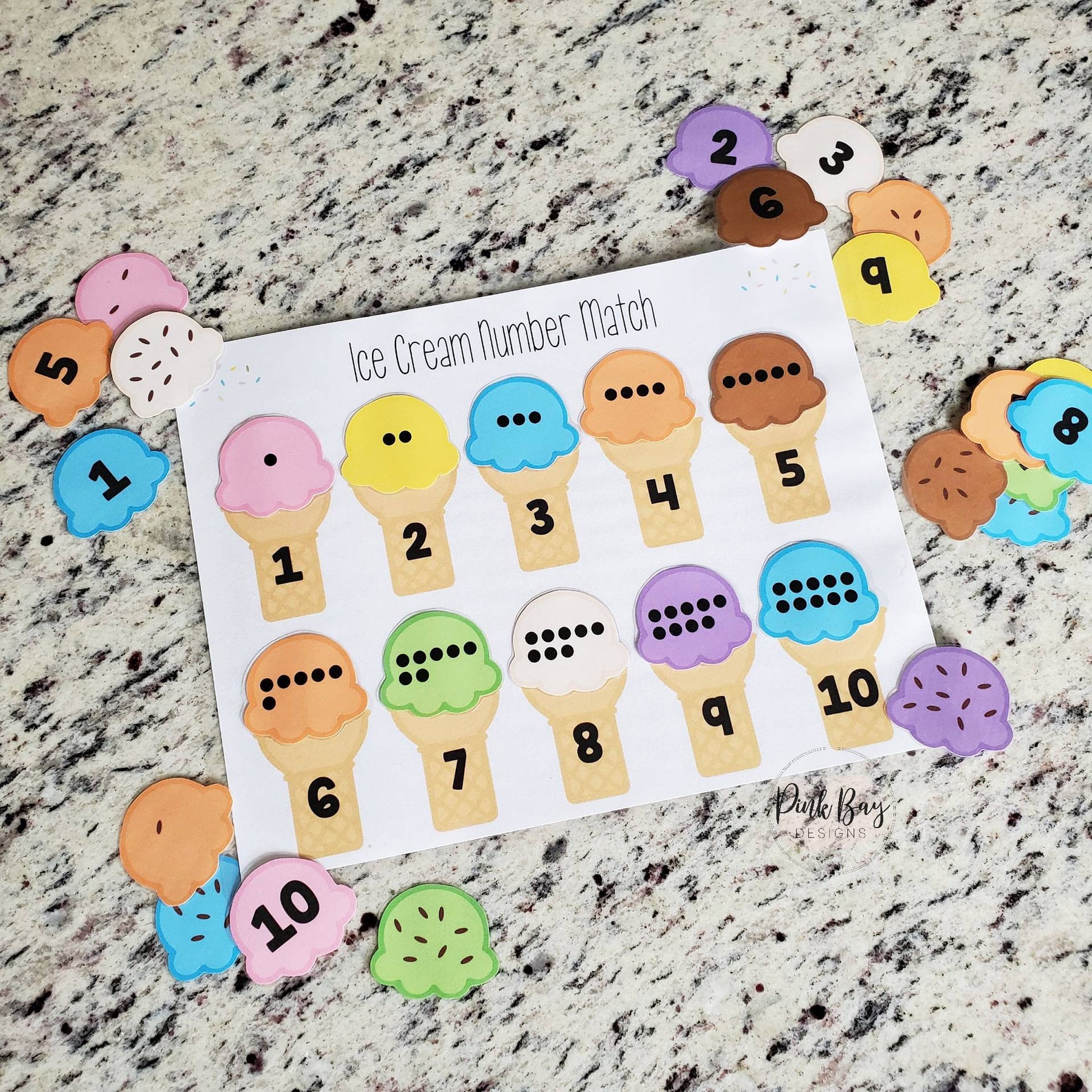 Ice Cream Number Matching Worksheet Number Matching Game | Etsy