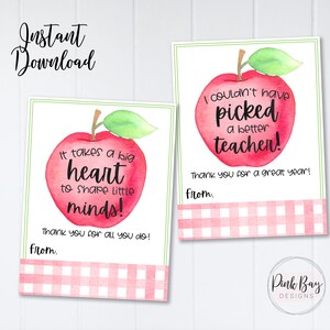 Printable Teacher Gift Tag, Teacher Appreciation Gift Tag, Apple ...