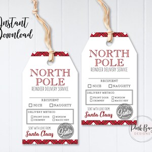 Santa Tags, North Pole Delivery Tags, Printable Christmas Tags, Santa ...