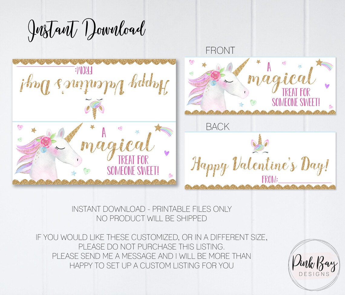 Printable Unicorn Valentine Card Unicorn Valentine's - Etsy