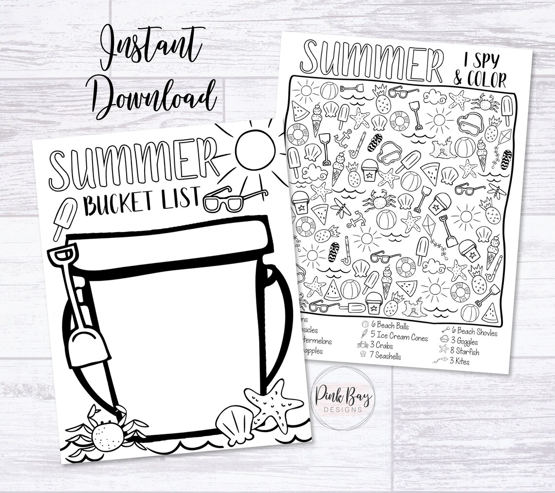 Kids Summer Printable Summer Bucket List Summer Activities - Etsy