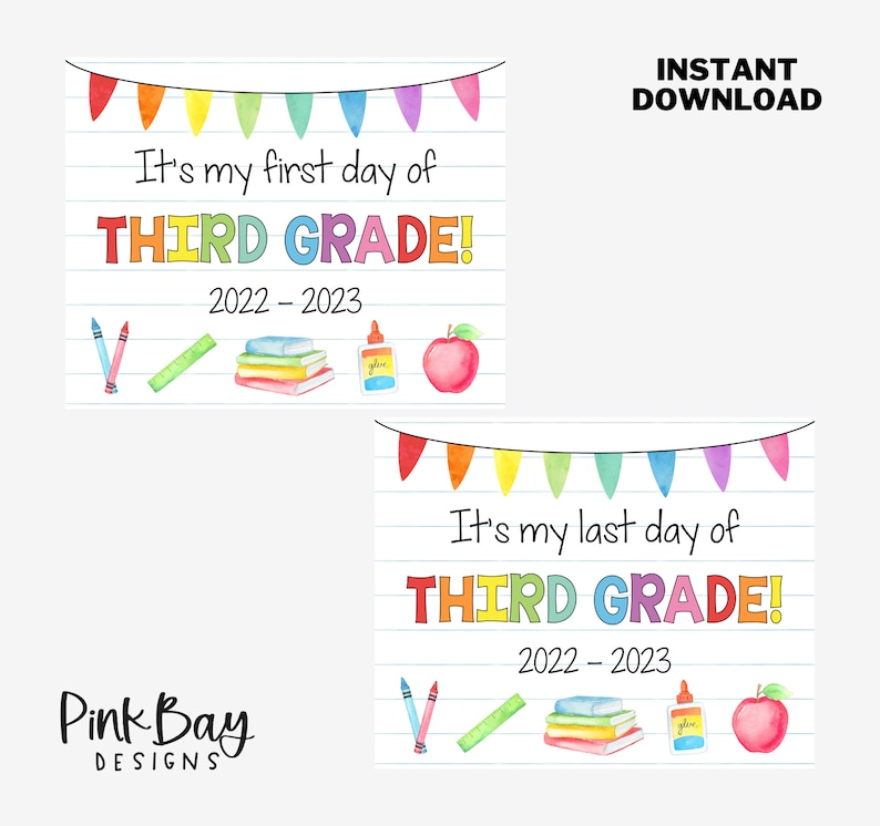 First Day of Third Grade Sign First Day of School Sign Back - Etsy